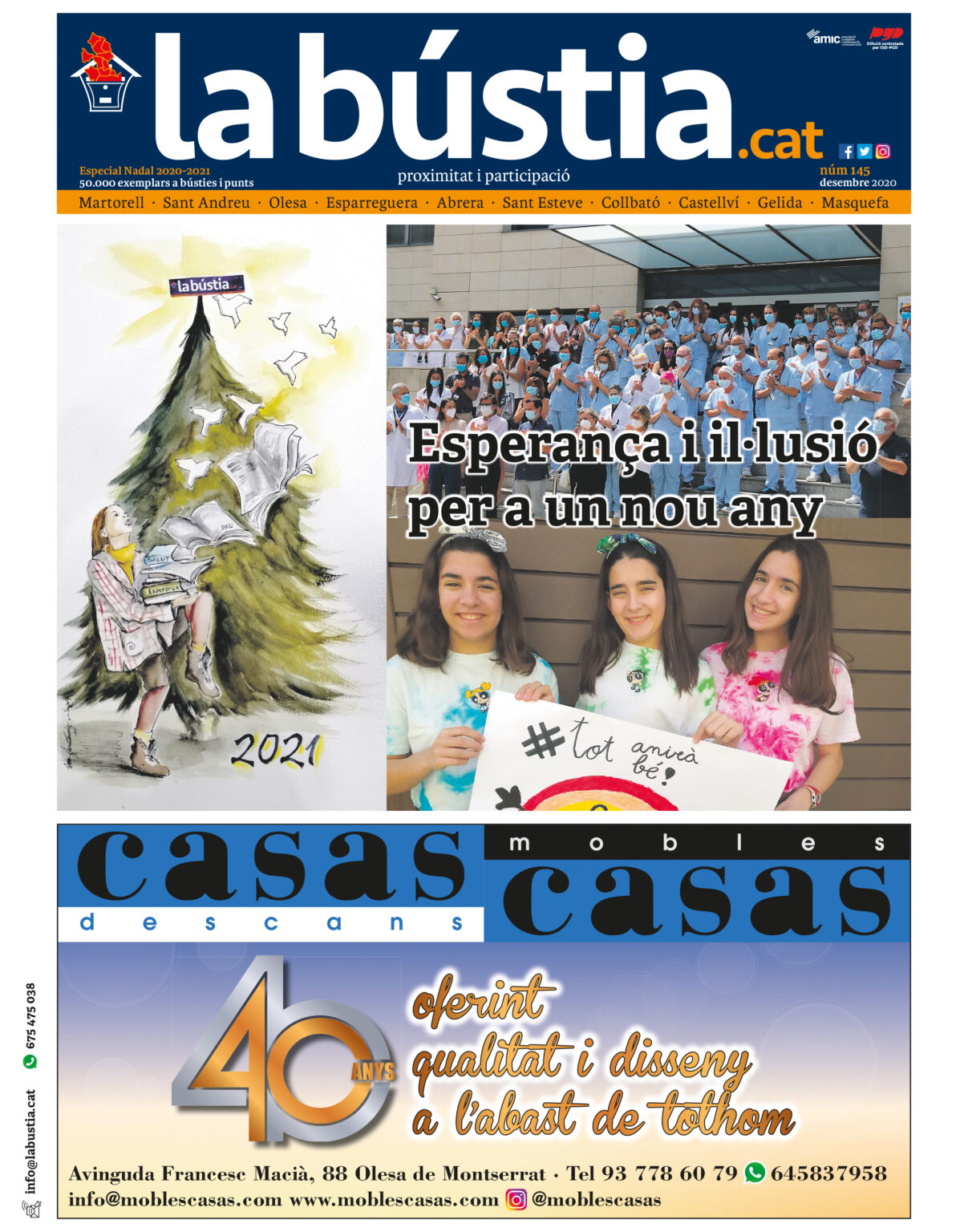 Els sanitaris i els missatges d'esperança i il·lusió, a la portada de l ...