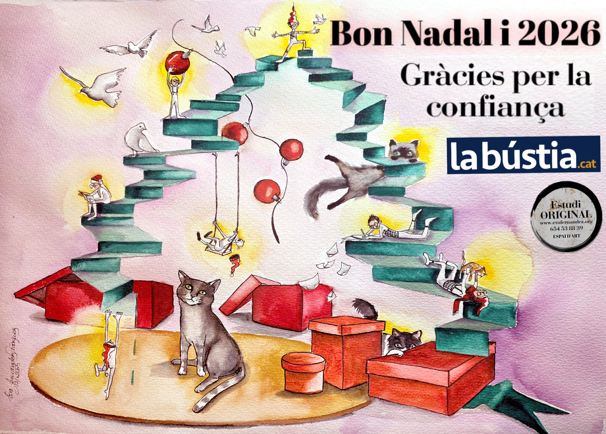 Bon Nadal i 2026 des de La Bústia amb el dibuix d'Eva Fernández